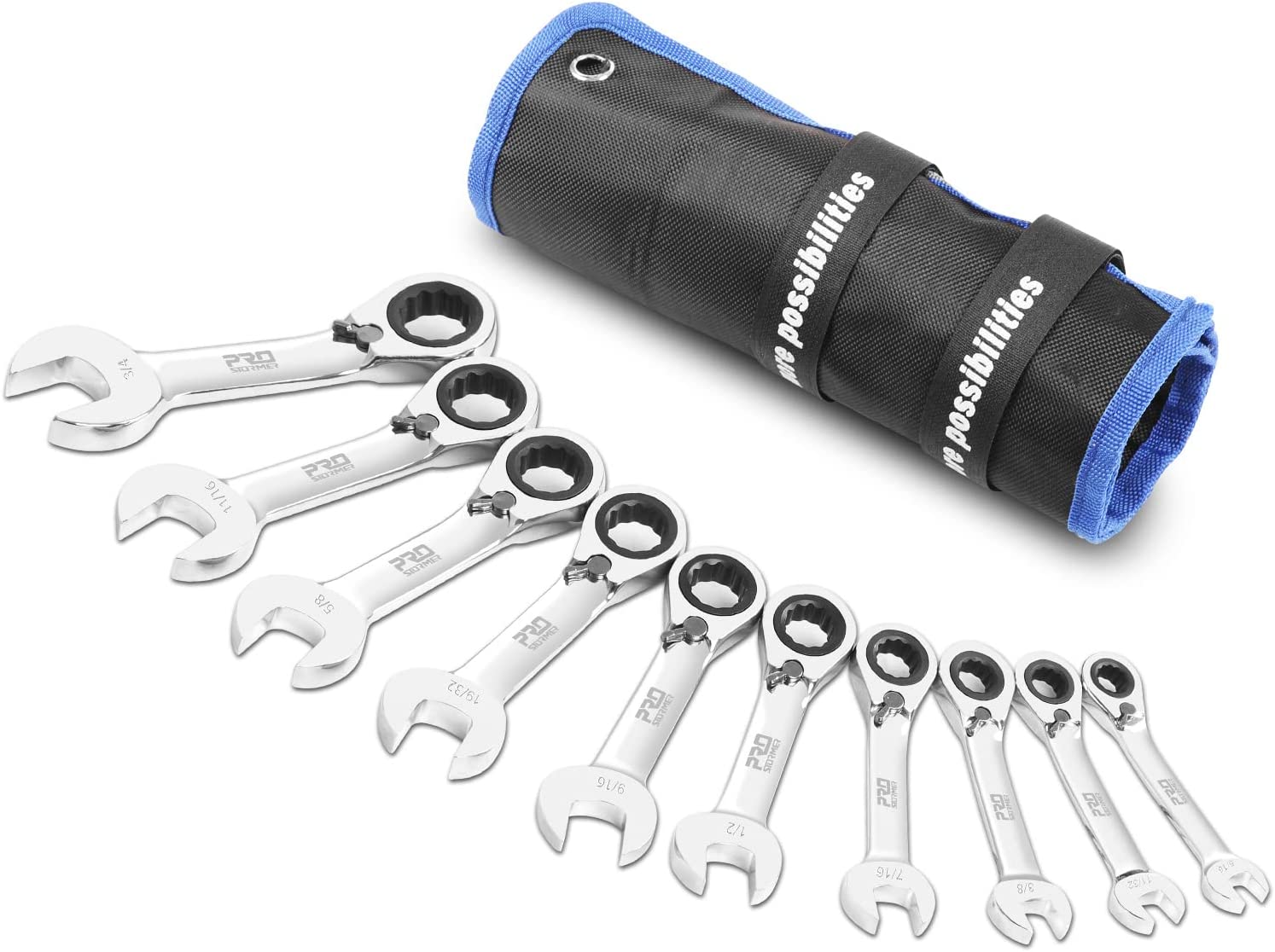 Reversible Stubby Ratchet Combination SAE Wrench Set 10pcs – Prostormer ...