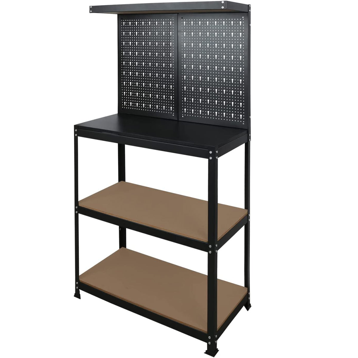 31.5” Workbench, Heavy-Duty Steel Tool Workbench with Pegboard Shelves ...